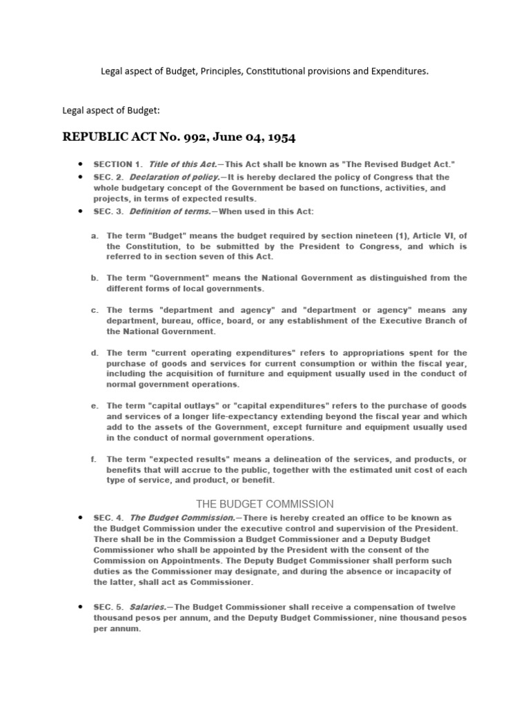 Legal Aspect of Budget | PDF | Appropriations Bill (United States ...