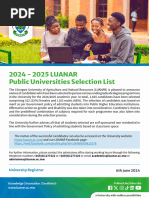 2025-2026 LUANAR Public University Selection List | PDF