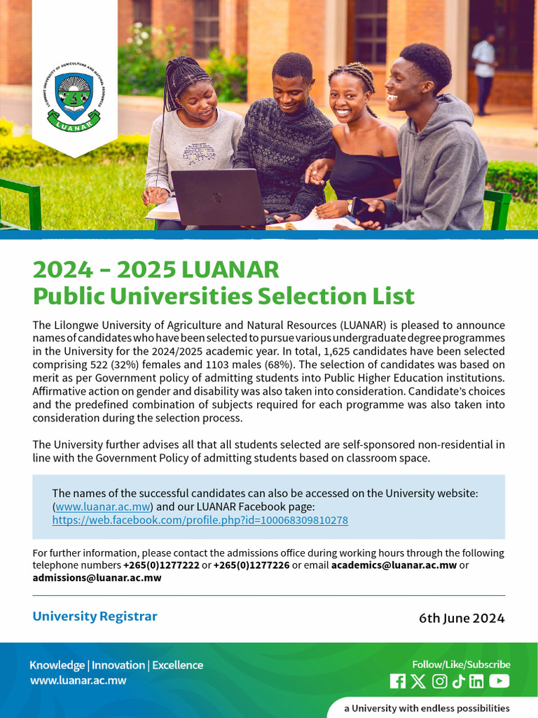 LUANAR 2024-2025 Selection List | PDF