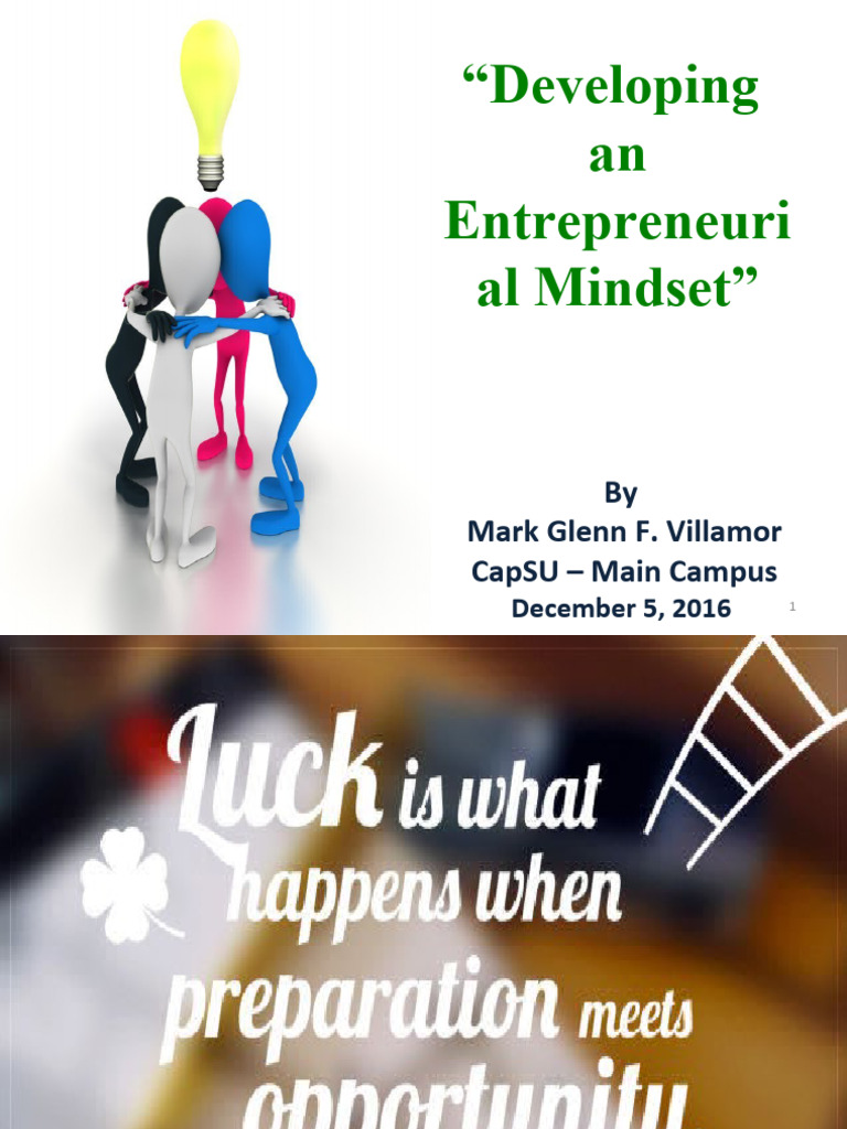 Developing an Entrepreneurial Mindset Workshop | PDF | Entrepreneurship ...