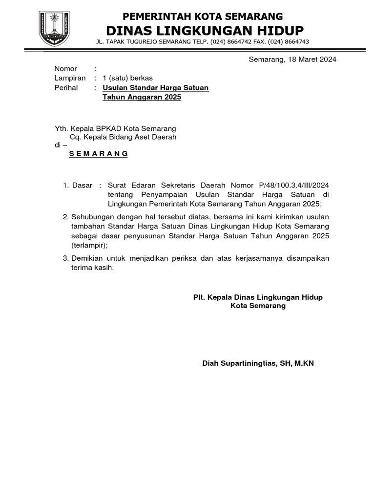 Surat Usulan SSH 2025 | PDF