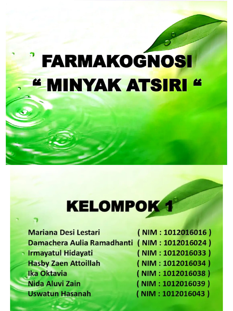 Mata Pelajaran FARMAKOGNOSI MINYAK ASTIRI | PDF