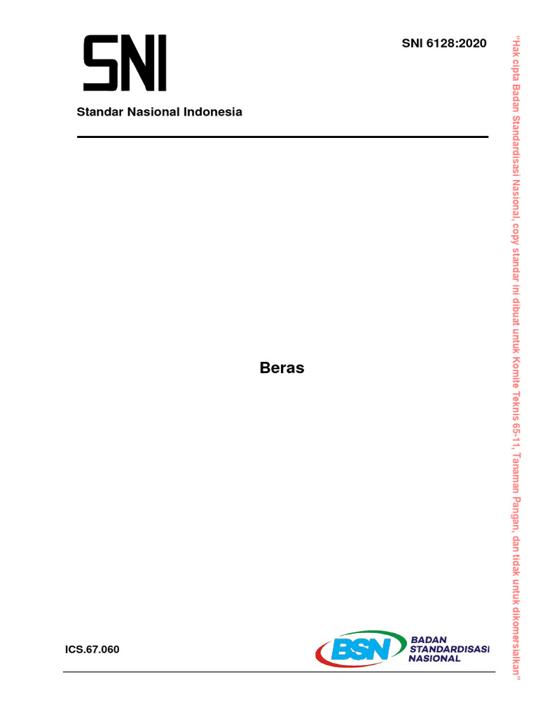 SNI 6128 2020 - Beras | PDF