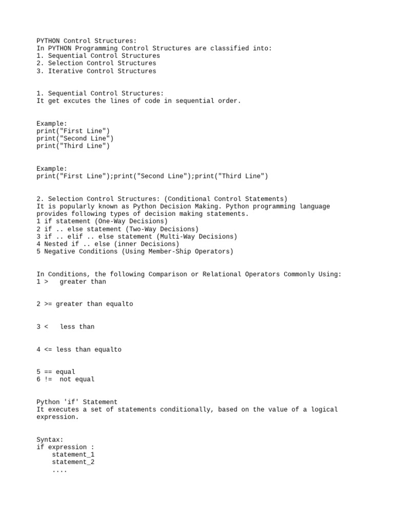 Control Structures 9 Pdf Python Programming Language Software Development