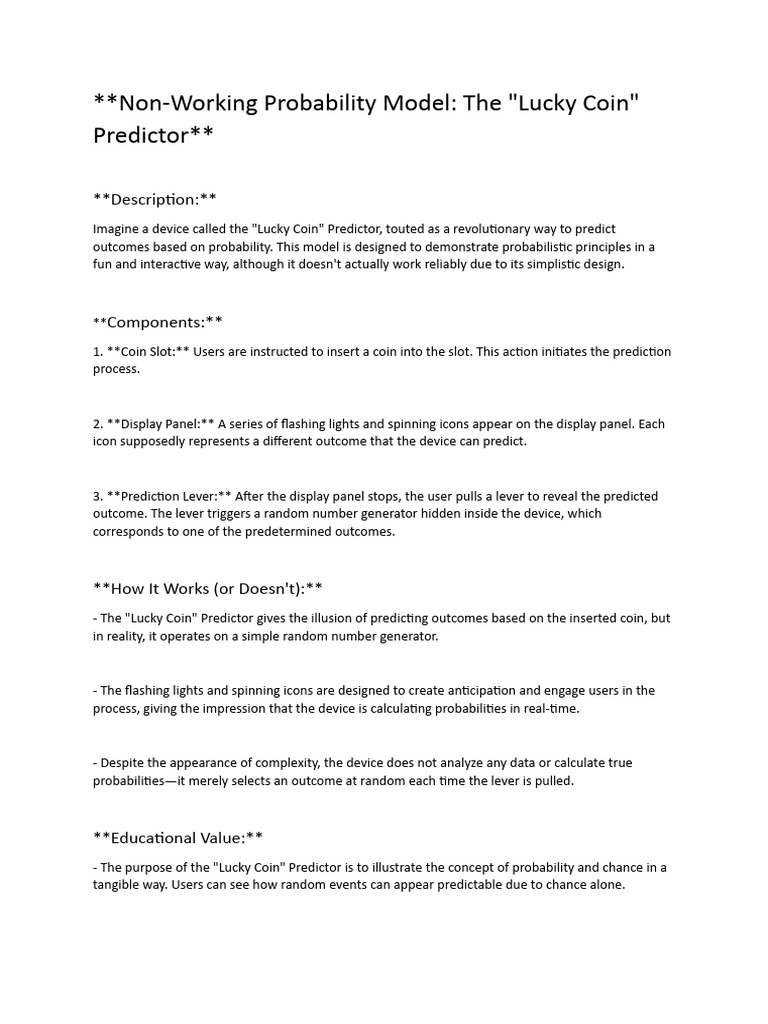 Non-Working Probability Model: The "Lucky Coin" Predictor | PDF