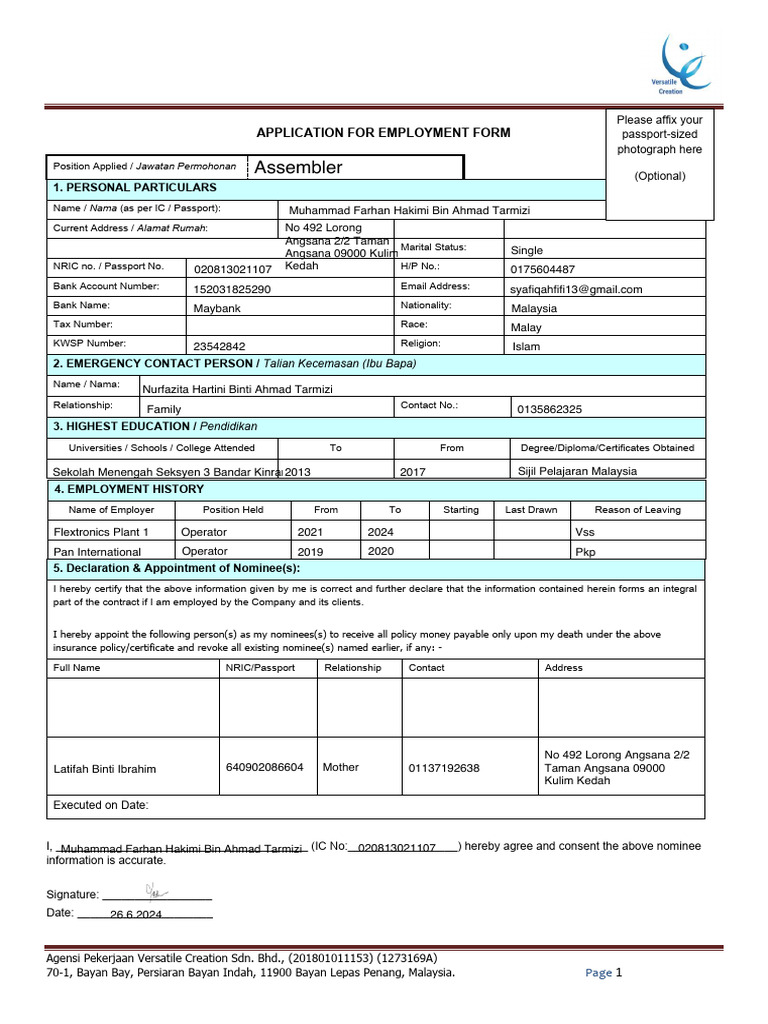 VC Application Form 2024 | PDF | Background Check