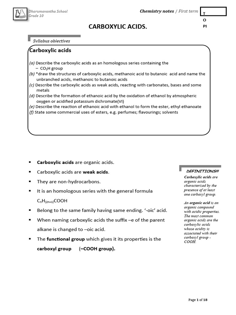 CARBOXYLIC ACIDS final | Download Free PDF | Polymerization | Ester