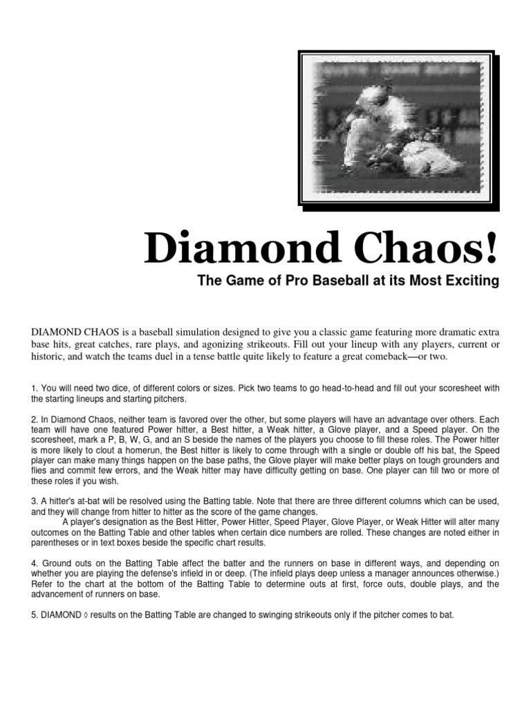 Diamond Chaos | PDF | Baseball Field | Softball
