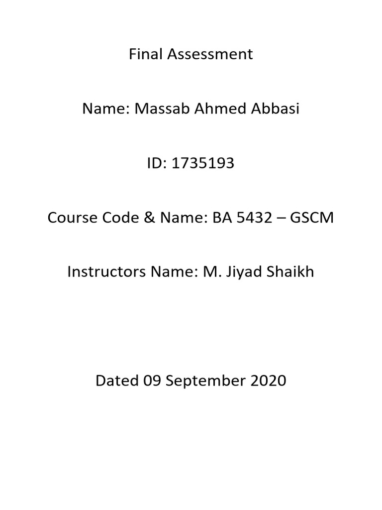 Massab Ahmed Abbasi 1735193 Final Assessment - GSCM | PDF | Recycling | Carbon Footprint