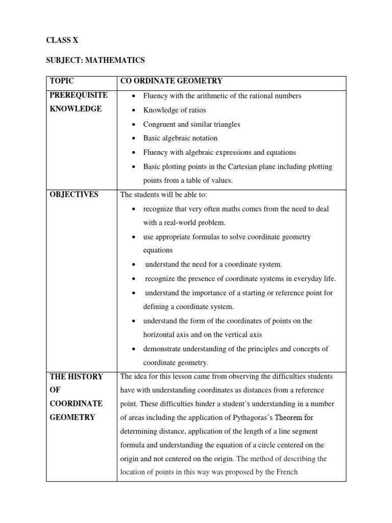 Coordinate Geometry for Class X Students | PDF | Cartesian Coordinate ...
