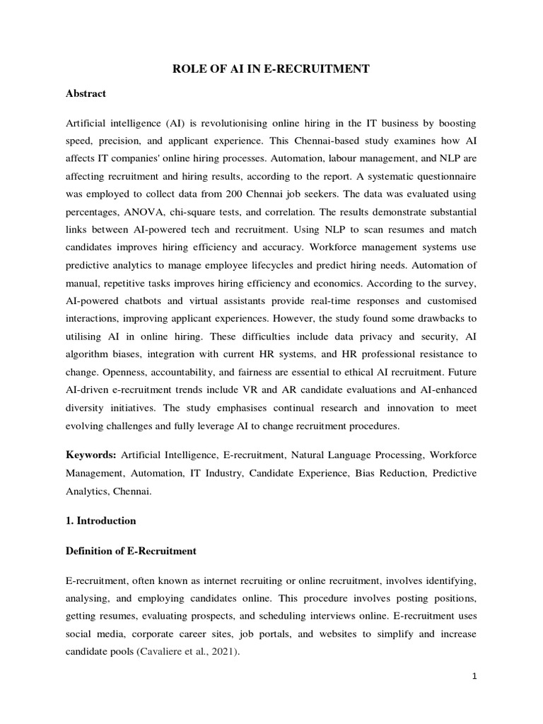 Role of Ai in e Recruitment | PDF | Recruitment | Artificial Intelligence