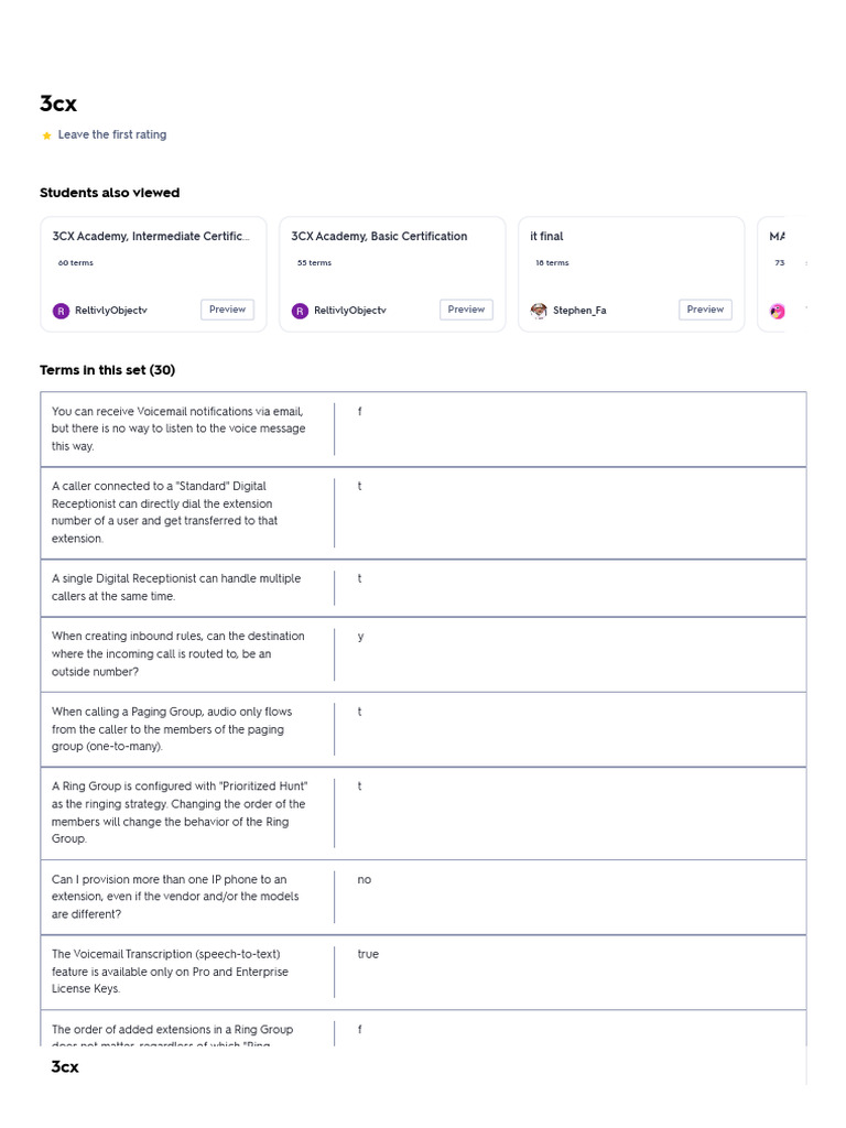 3cx Flashcards - Quizlet | PDF | Voicemail | Session Initiation Protocol