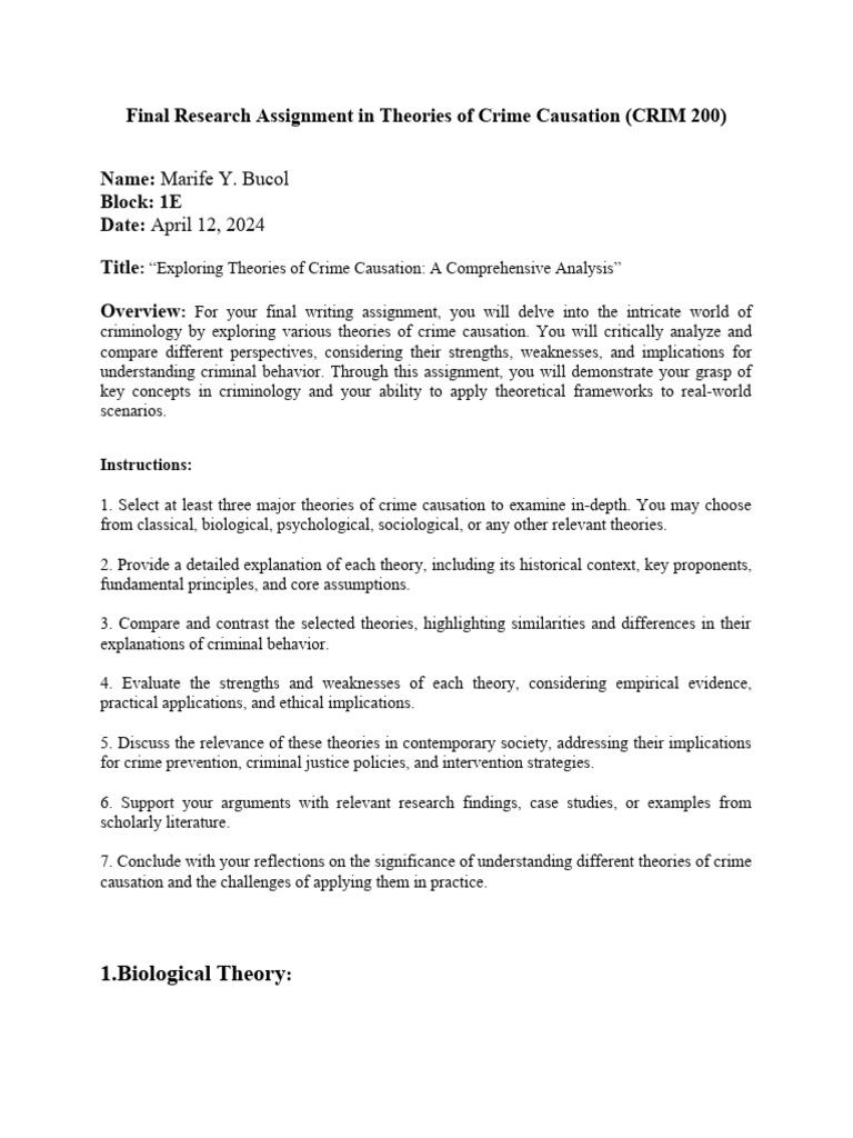 Final Research Assignment | PDF | Crime & Violence | Crimes