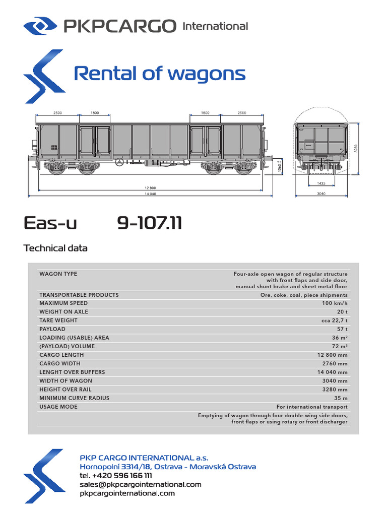 Four-Axle Open Wagon Specifications | PDF | Cargo | Rail Transport