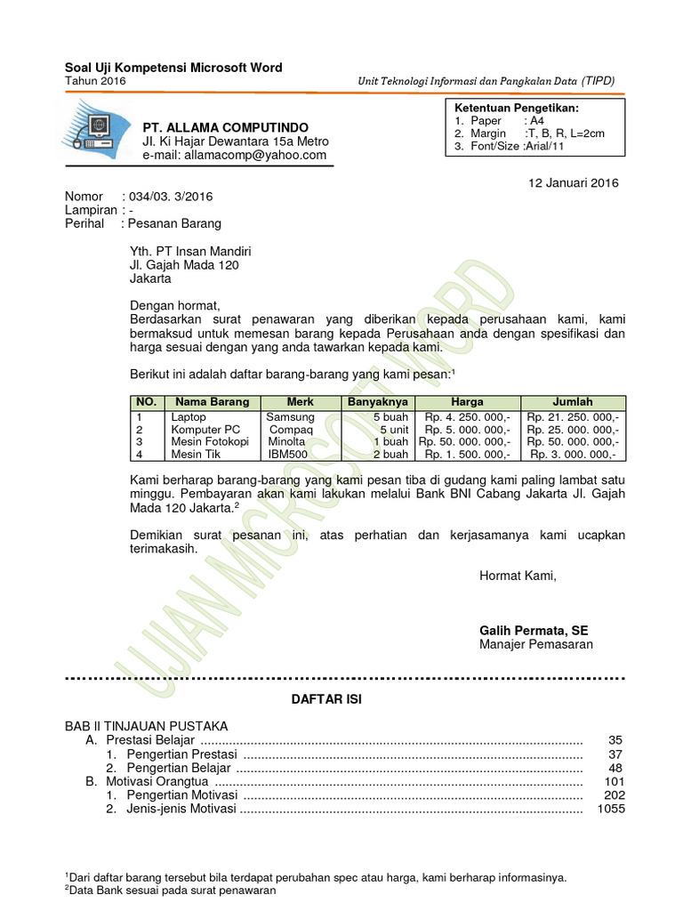 Contoh Soal Ujian Informatika | PDF