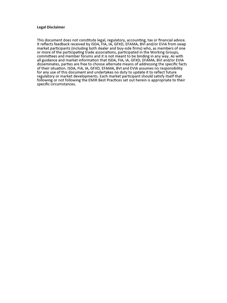 EMIR Reporting Best Practices Guide | PDF | Financial Markets