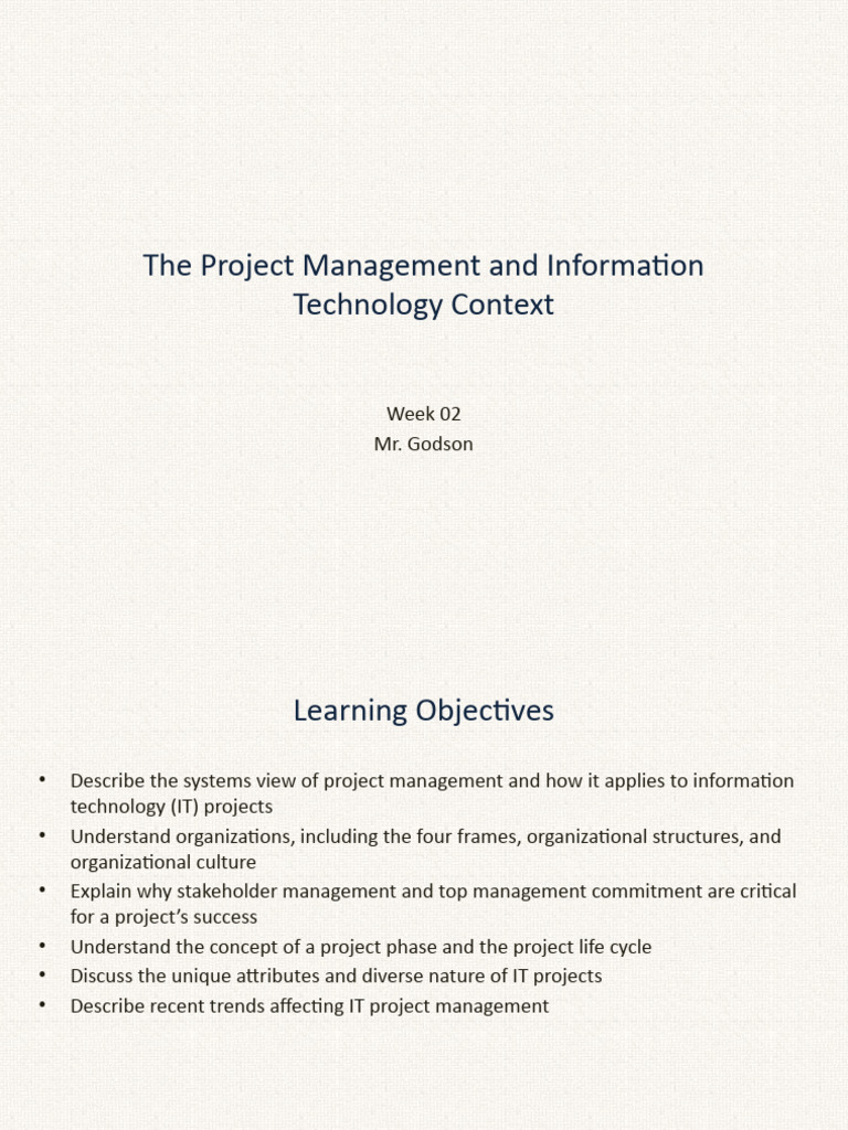 Week 02 - The Project Management and Information Technology Context | PDF | Scrum (Software ...