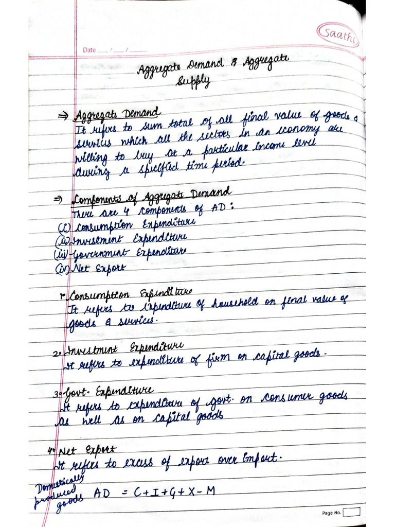 Aggregate Demand and Supply Handwritten Notes | PDF
