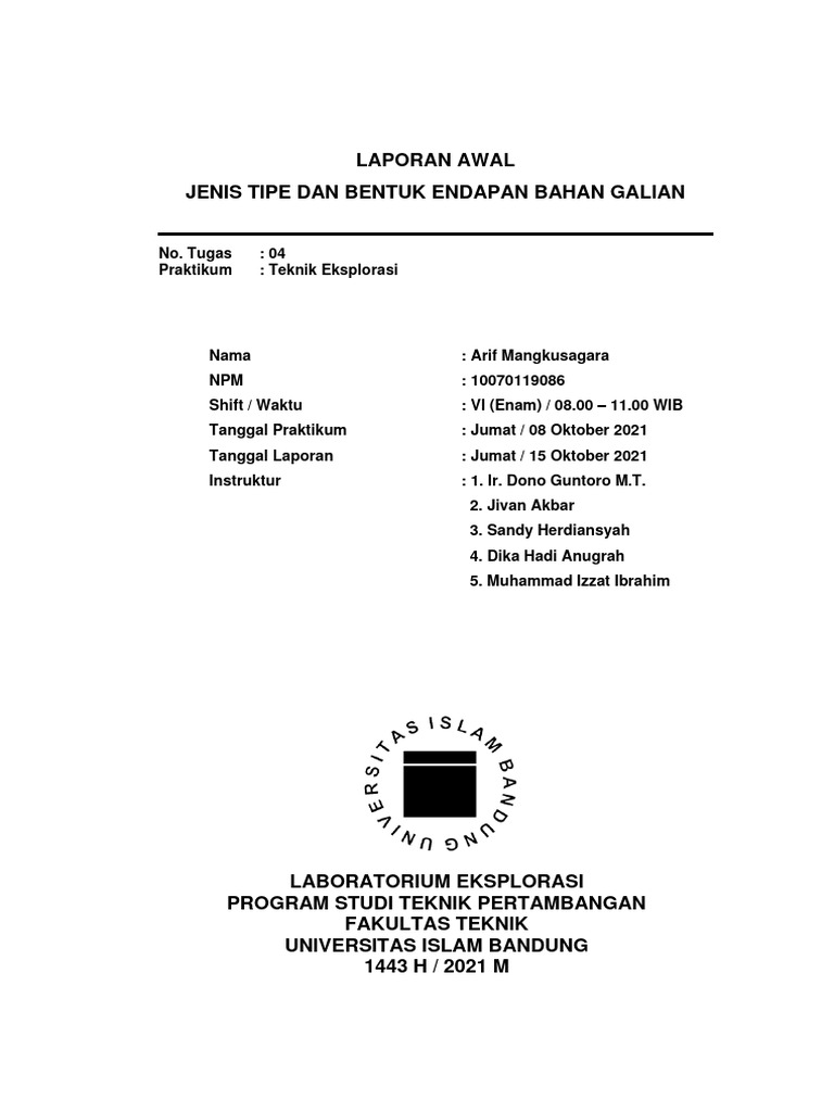 VI - Arif Mangkusagara - 10070119086 - Jenis Tipe Dan Bentuk Endapan ...
