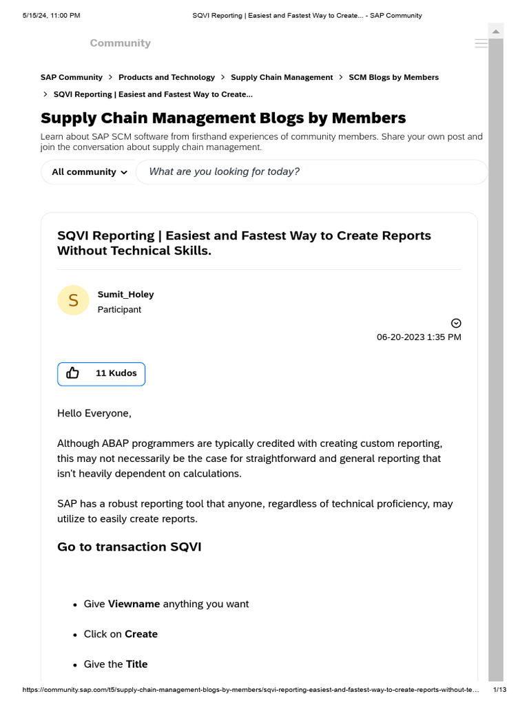 Sqvi Reporting Easiest And Fastest Way To Create Sap Community