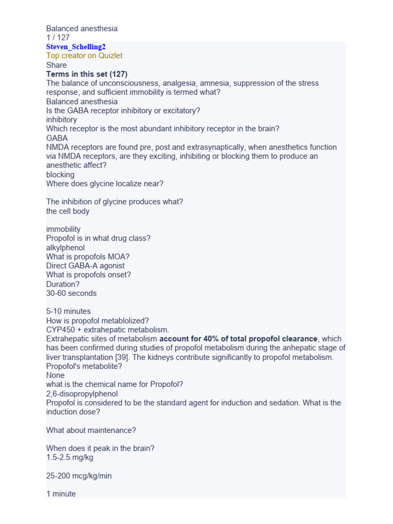 Balanced Anesthesia | PDF | Midazolam | Benzodiazepine