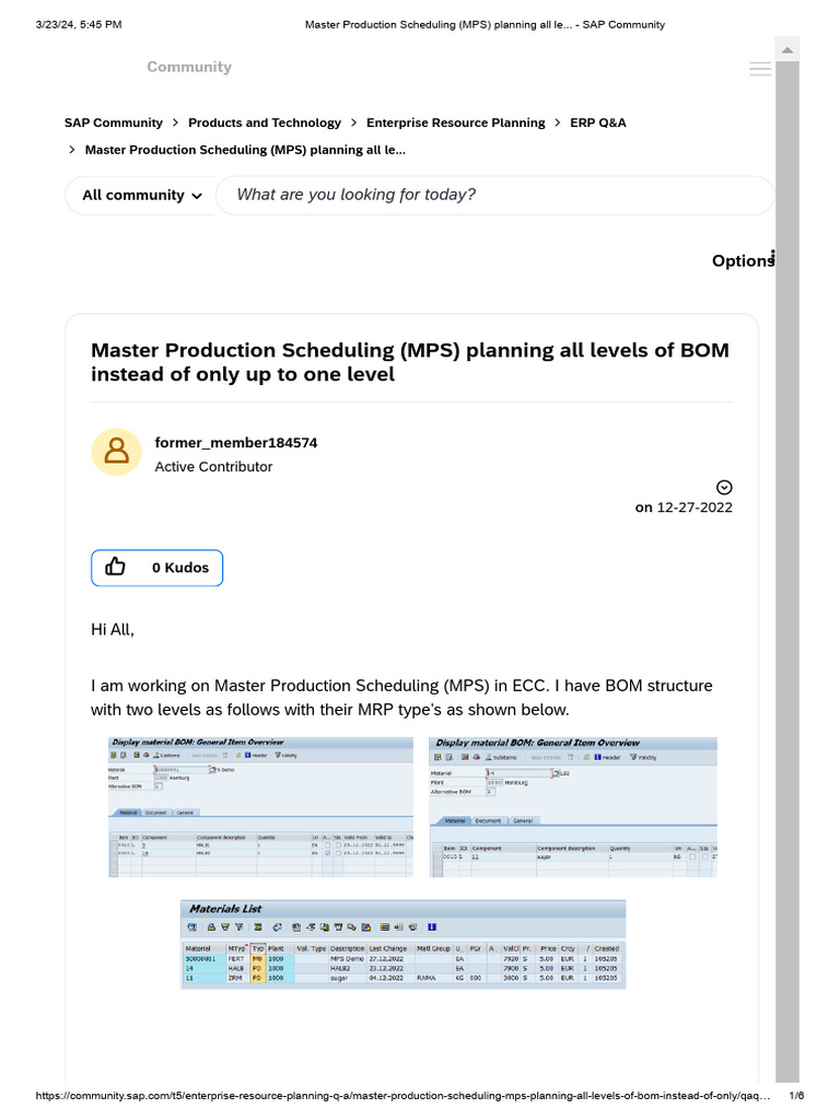 Master Production Scheduling (MPS) Planning All Le... - SAP Community ...