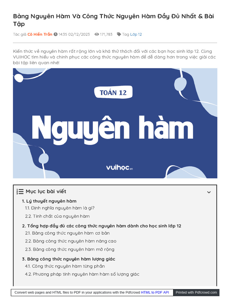 Cong Thuc Nguyen Ham | PDF