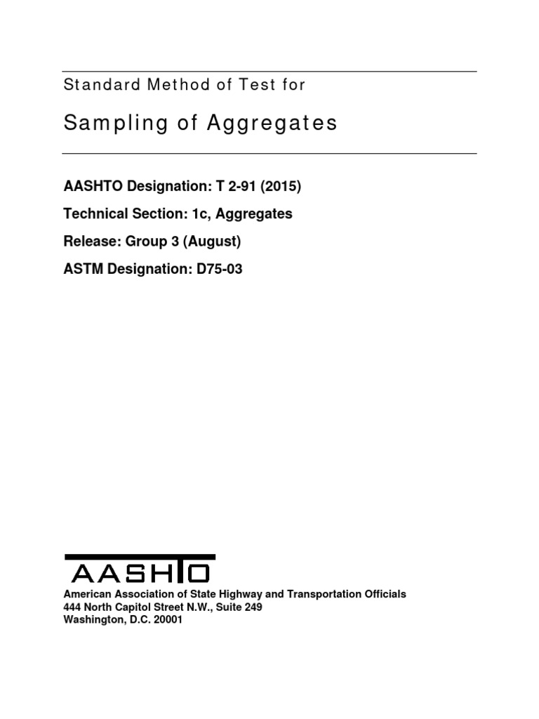 Aashto T2-91 (2015) | PDF