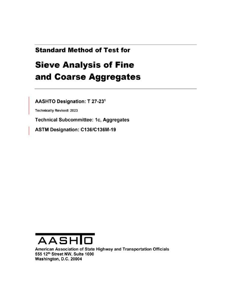 Aashto T27-23 | PDF