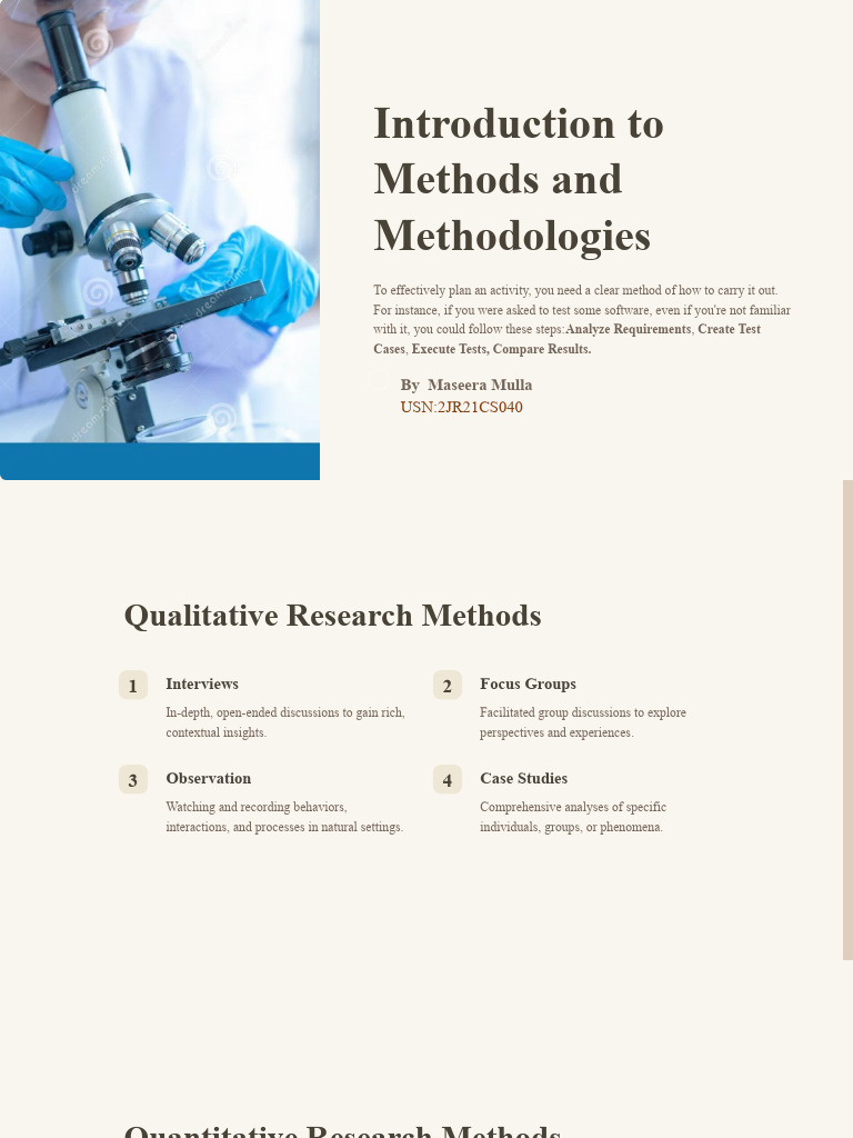 Introduction To Methods and Methodologies | PDF | Methodology ...