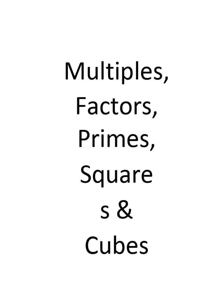 Multiples, Factors, Primes, Squares & Cubes Answers | PDF ...
