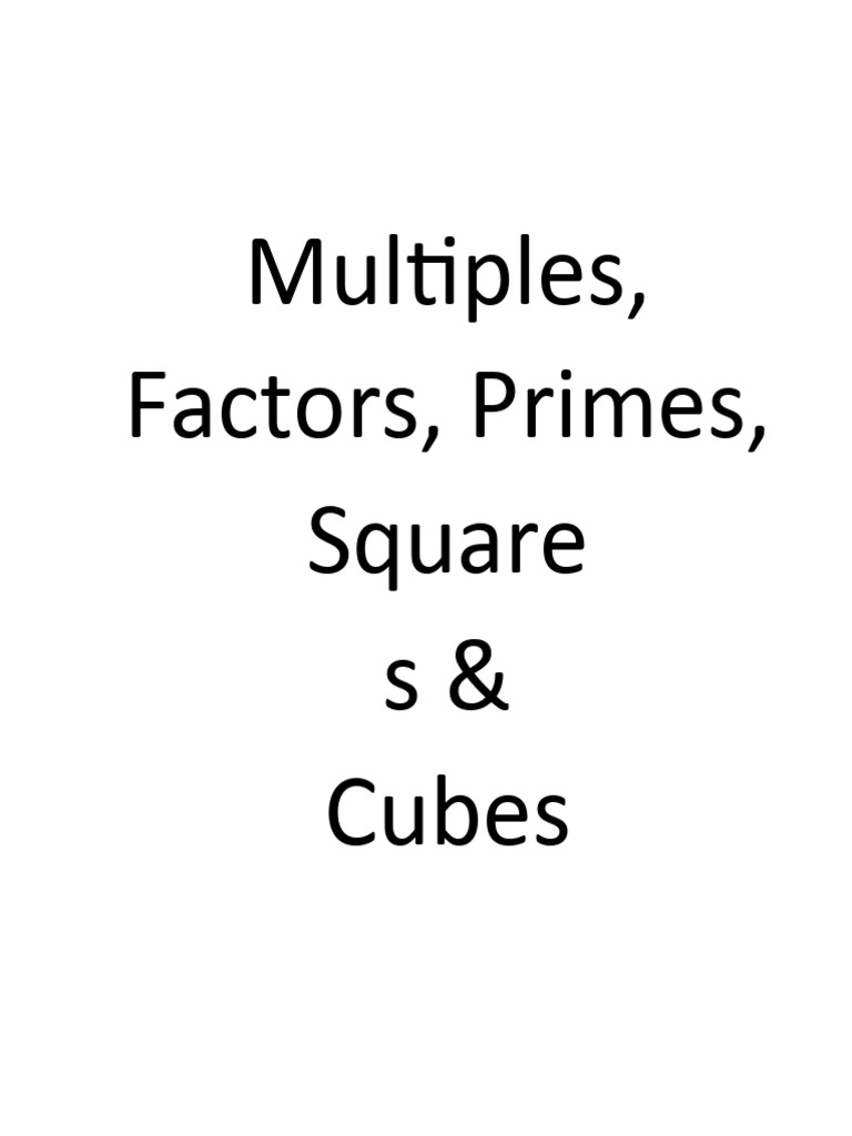 3.multiples, Factors, Primes, Squares & Cubes Answers | PDF | Abstract Algebra | Multiplication