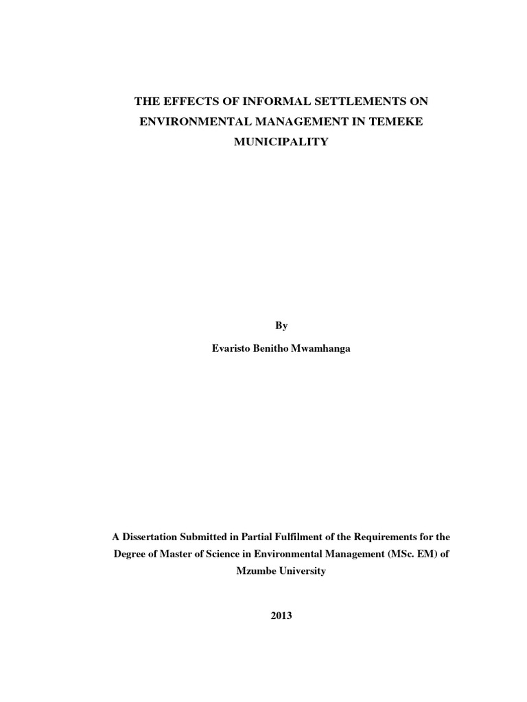 Consequences of Informal Settlements | PDF | Sustainability ...