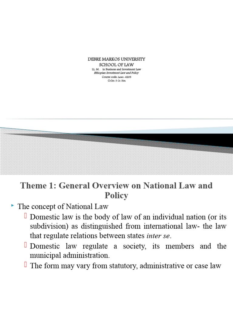 DMU LLM - Ethiopiopian Investment Law and Policy | PDF | Investing ...