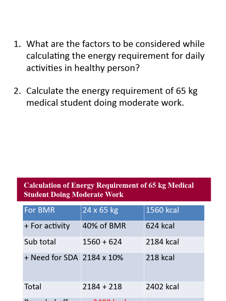 Energy Requirements and Calculations | PDF