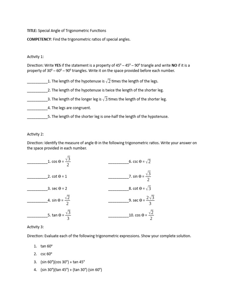Mother's Assessment For 4th Quarter Part 2 | PDF | Trigonometric Functions | Triangle