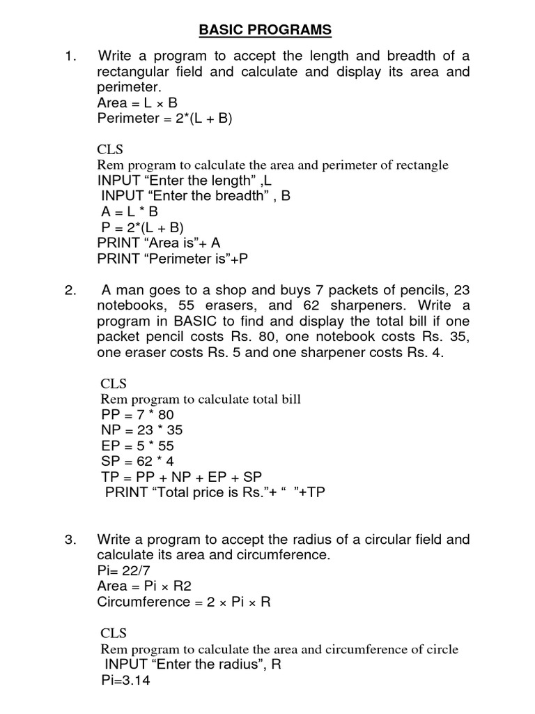 BASIC PROGRAMScms | PDF