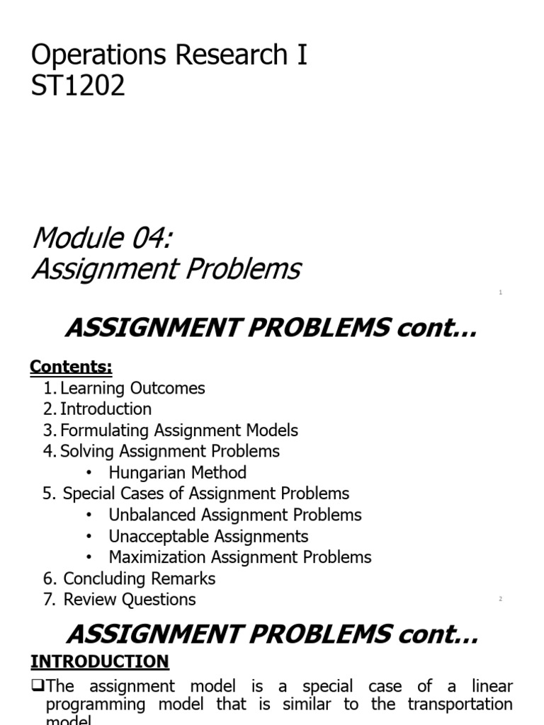 ST1202 04 Assignment Models | PDF | Mathematical Optimization | Matrix (Mathematics)