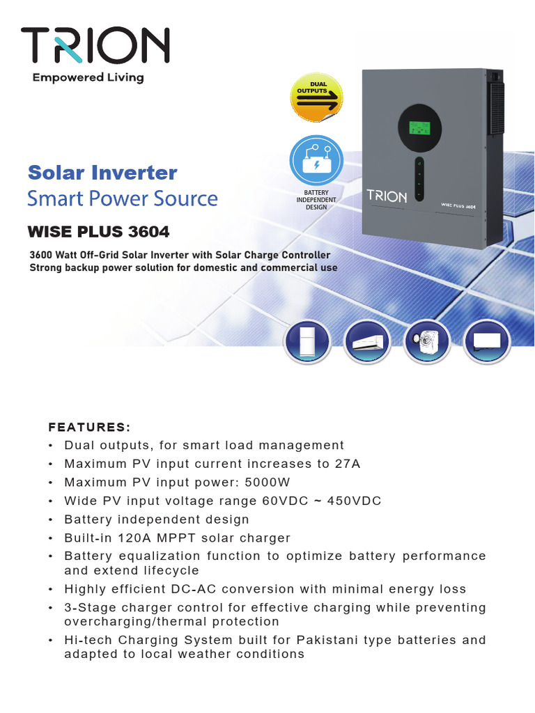 WISE PLUS 3604 Trion AXPERT VMII 3.6K TWIN DM | PDF | Battery Charger | Alternating Current