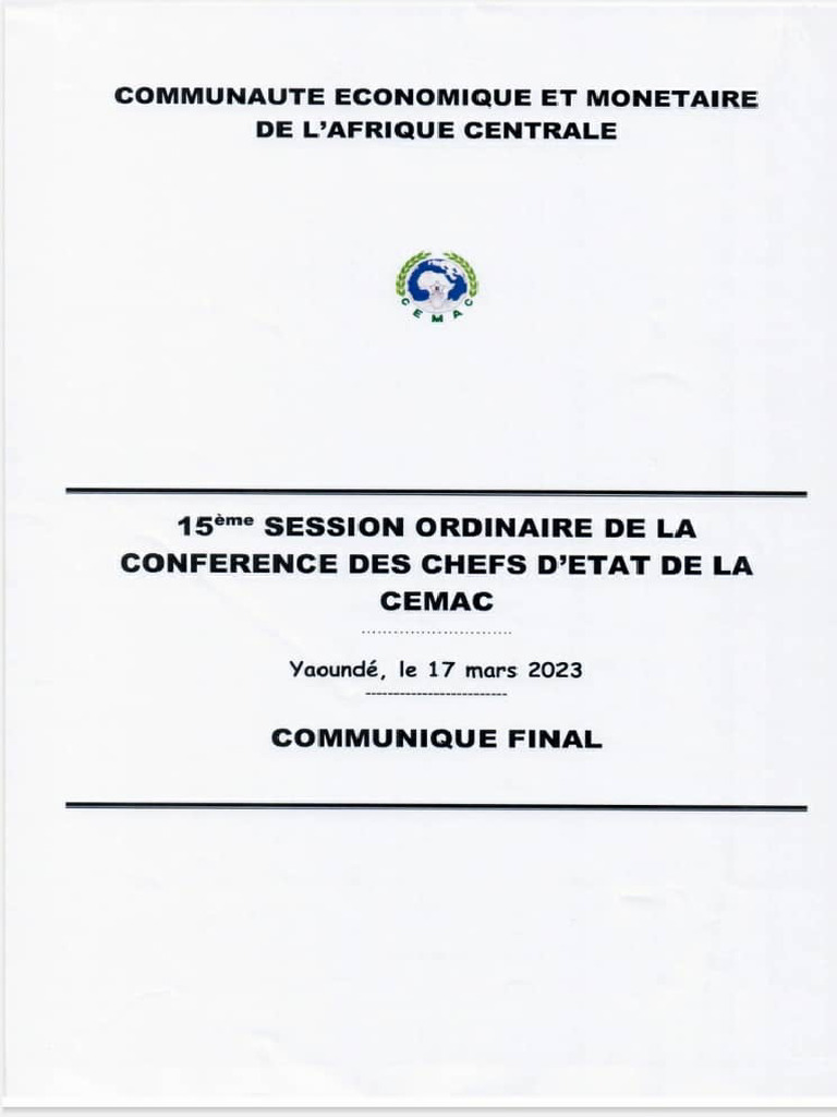Communiqué Final de La 15e Session CCE-CEMAC - 0 | PDF