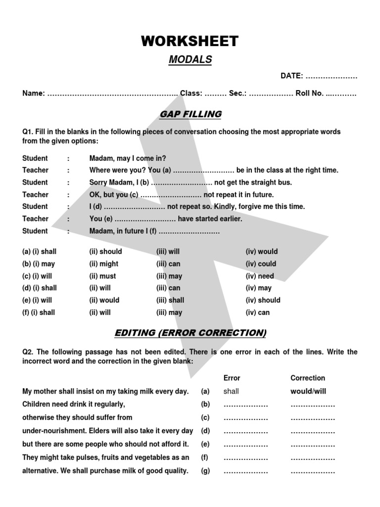 C10 Modals - Gap, Edit, Omit - Worksheet | PDF