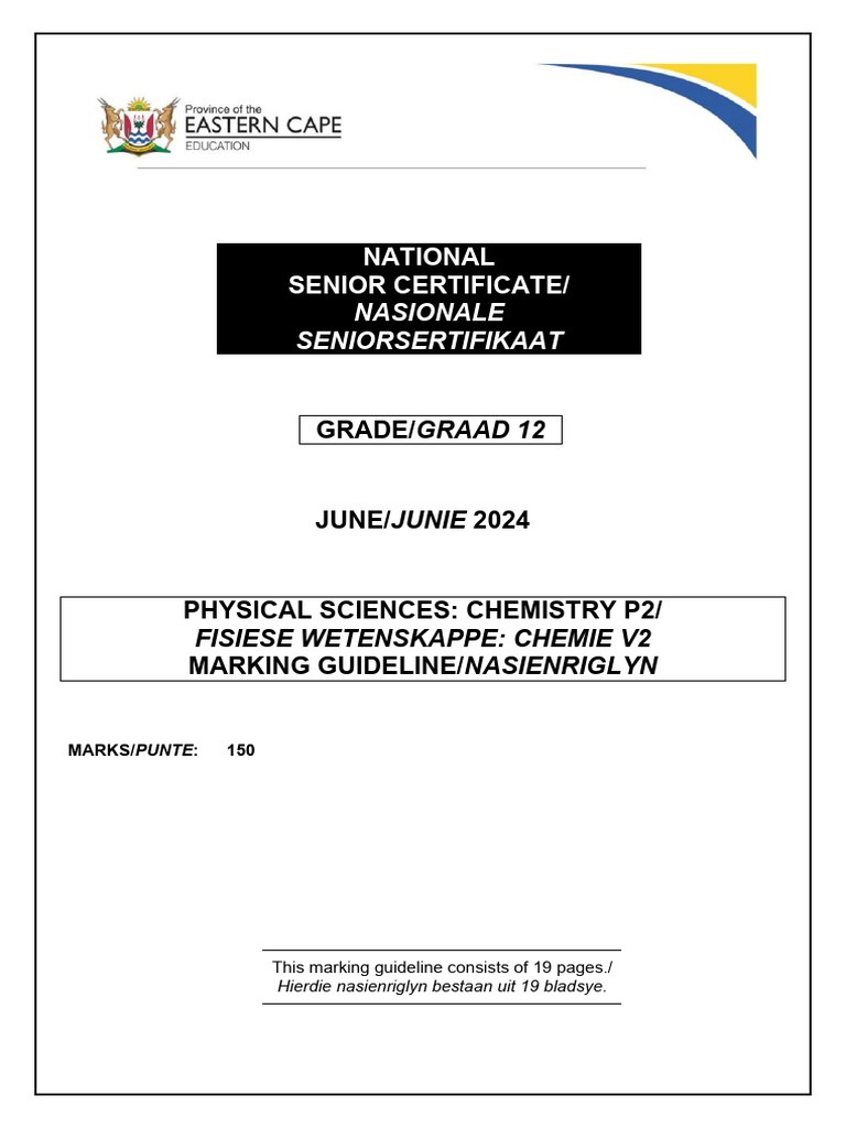 Physical Sciences p2 Gr12 Memo June 2024 - Afrikaans+engl | PDF