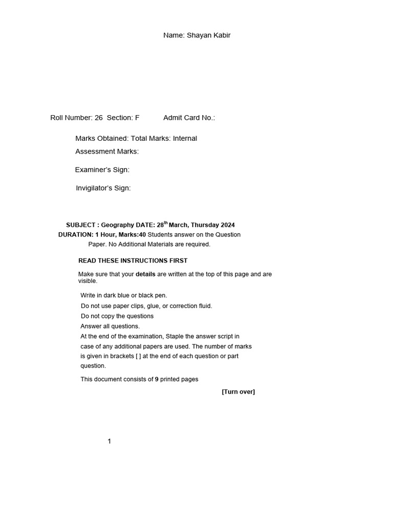 Prepatory Worksheet 23 24 40 Marks 1 Download Free Pdf