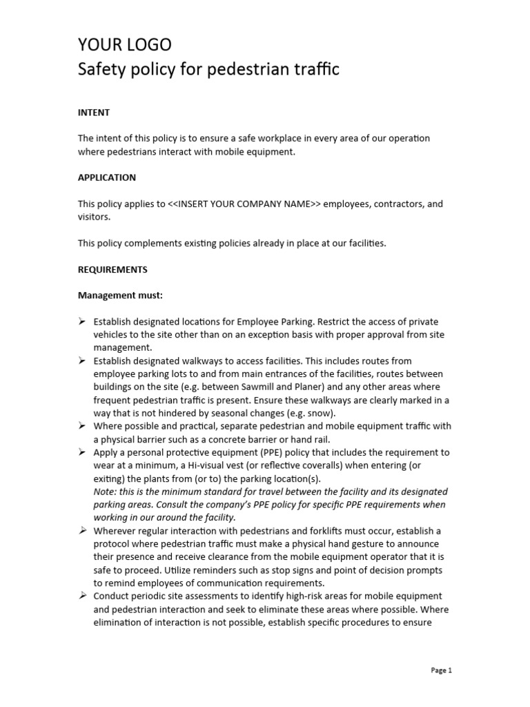 Pedestrian Policy | PDF | Traffic | Personal Protective Equipment