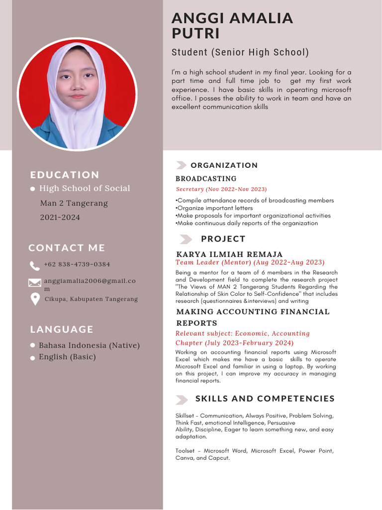 White Simple Student CV Resume | PDF | Psychological Concepts | Behavioural Sciences