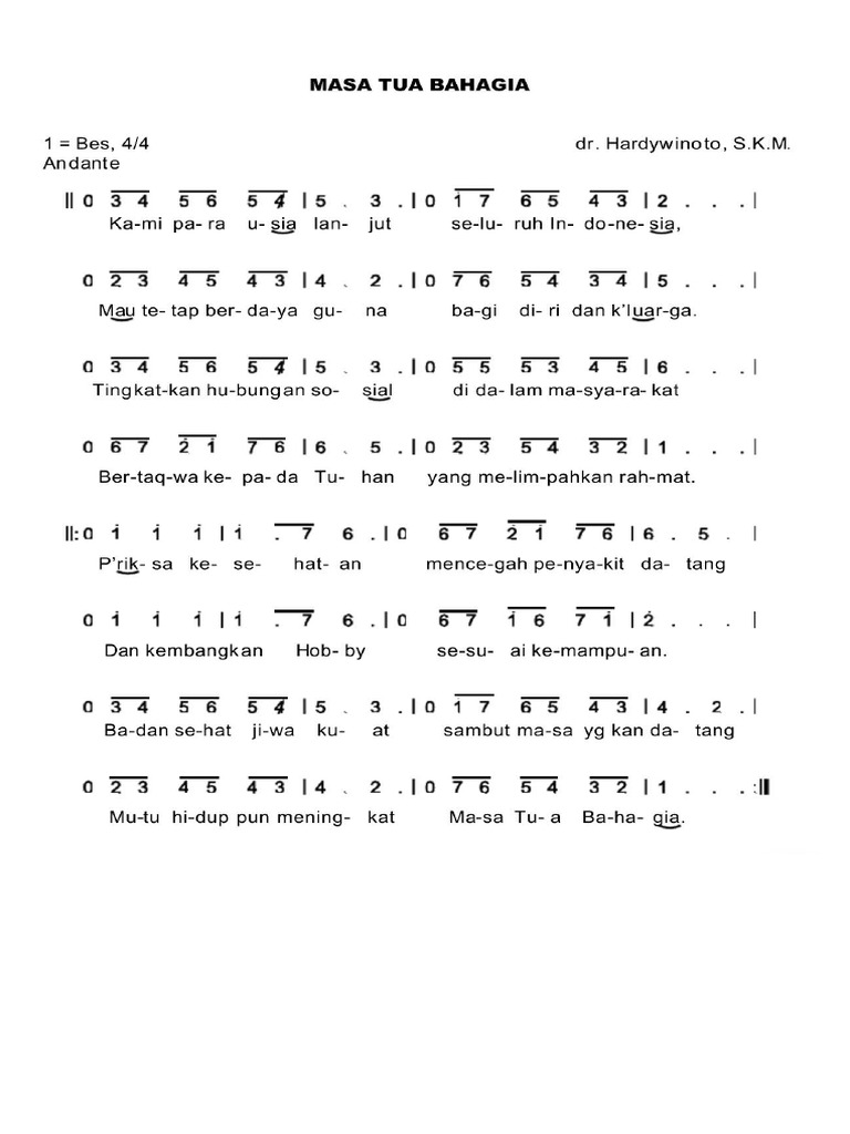 Partitur Mars Lansia | PDF