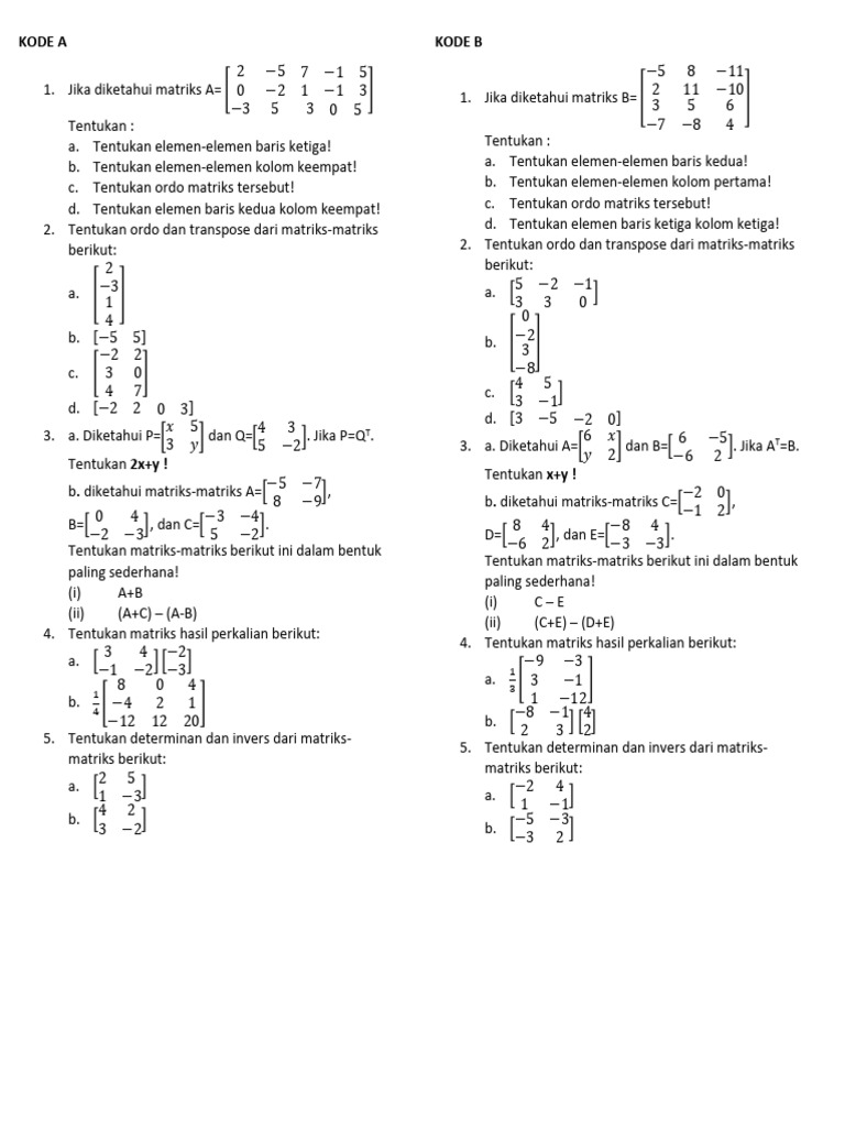Soal Uh 1 SMT 2 | PDF
