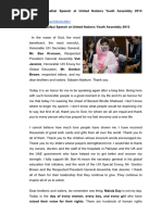 Malala - UN Speech | PDF | Malala Yousafzai