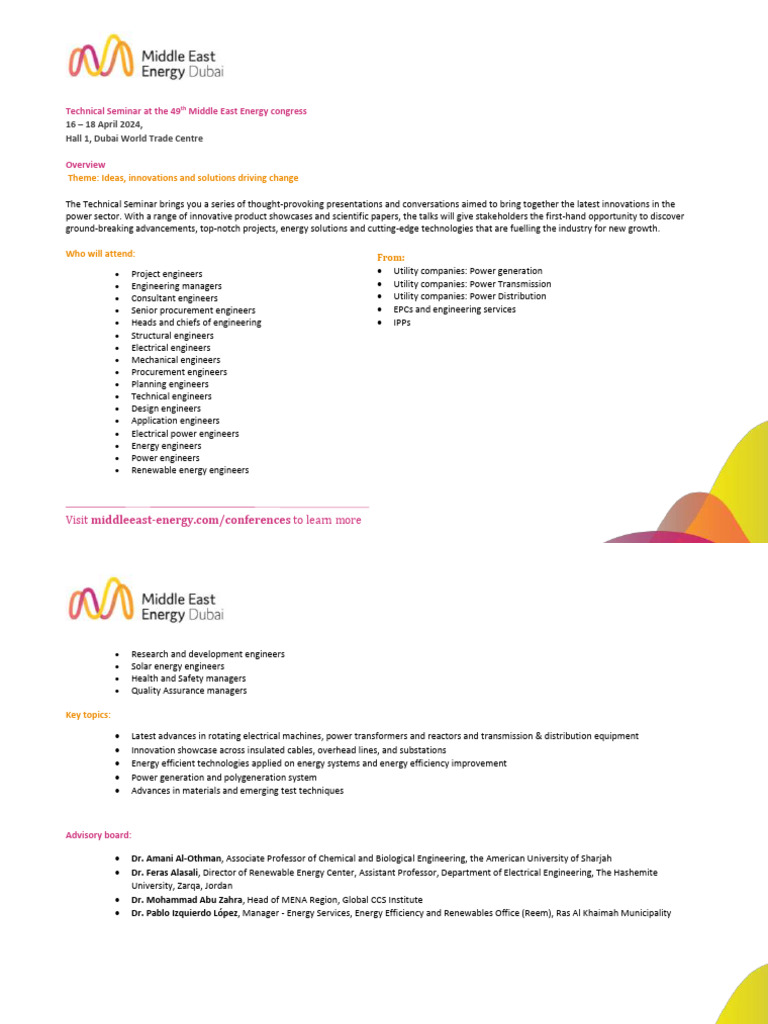 MEE 2024 Technical Seminar - 15 March | PDF | Distributed Generation ...