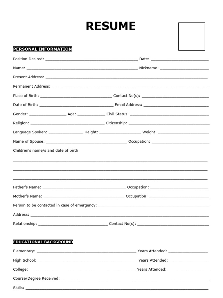 Biodata Template Philippines | PDF | Government And Personhood